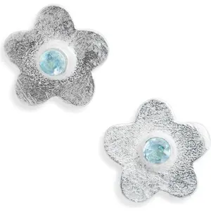 SHANA CAVE Small Flower Stud Earrings - Blue Topaz