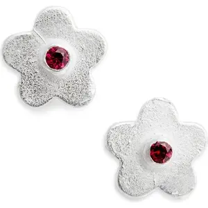 SHANA CAVE Small Flower Stud Earrings - Ruby