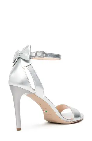 NEROGIARDINI Bow Ankle Strap Sandal - Silver