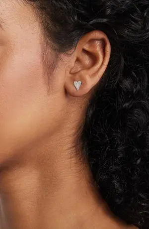 Meira T Elongated Diamond Heart Stud Earrings