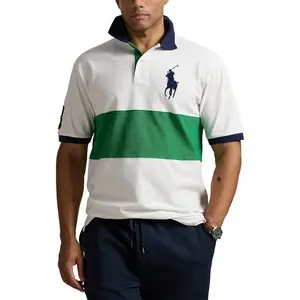 Ralph Lauren Big & Tall Big Pony Mesh Polo Shirt - White Multi
