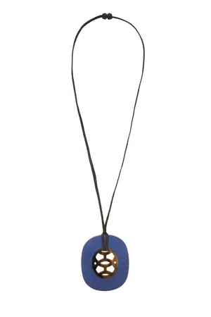 Hermès Acrylic Lift Pendant Necklace - Blue