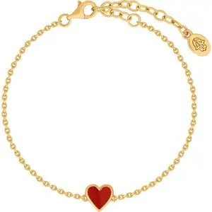 KARMA AND LUCK Carnelian Heart Charm Gold Plated Bracelet - Gold/red
