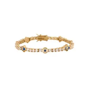 KARMA AND LUCK Evil Eye & Hamsa Tennis Bracelet - Gold