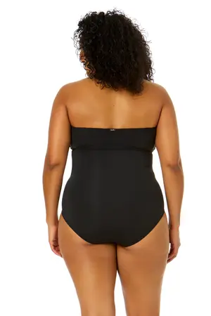 ANNE COLE PLUS Plus Twist Front Shirred One Piece Swimsuit