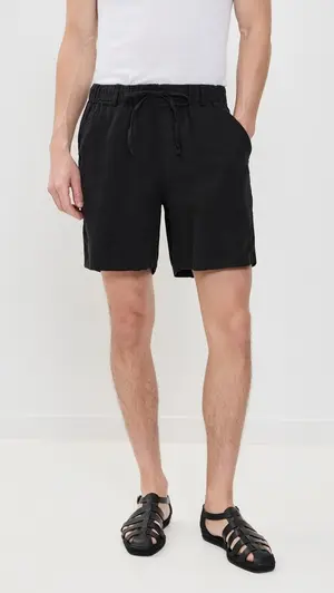 BATHER Linen Leisure Shorts - Black