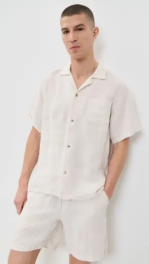 BATHER Pearl Linen Shirt - White