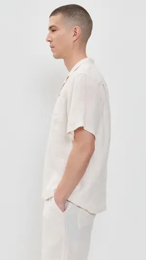 BATHER Pearl Linen Shirt - White