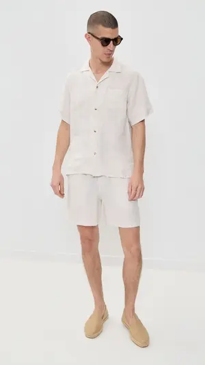 BATHER Pearl Linen Shirt - White