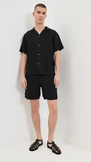 BATHER Linen Shirt - Black