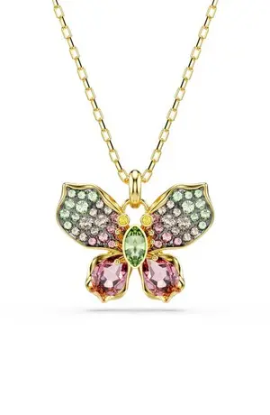 SWAROVSKI Idyllia Butterfly Pendant Necklace - Gold Multi