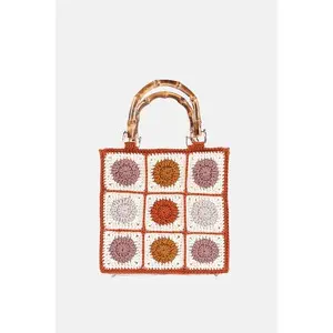 JELAVU Dottie Crochet Crossbody Bag With Rattan Handle