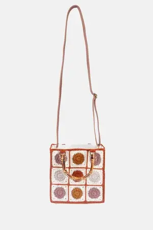 JELAVU Dottie Crochet Crossbody Bag With Rattan Handle