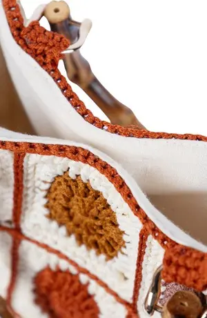 JELAVU Dottie Crochet Crossbody Bag With Rattan Handle