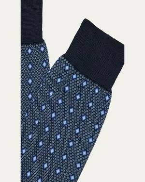 BRESCIANI Diamond-woven Crew Socks - Navy