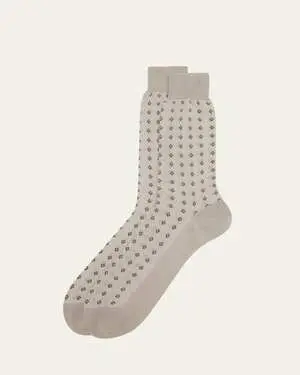 BRESCIANI Bresciani Diamond-Woven Crew Socks Tan