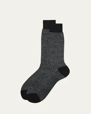 BRESCIANI Bresciani Birdseye Rib Crew Socks Black