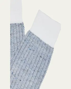 BRESCIANI Birdseye Rib Crew Socks - Blue