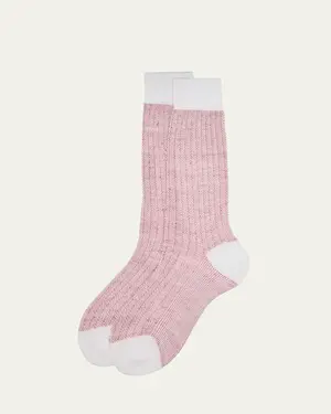 BRESCIANI Birdseye Rib Crew Socks - Red