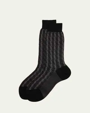 BRESCIANI Cotton Cable Weave Crew Socks - Black