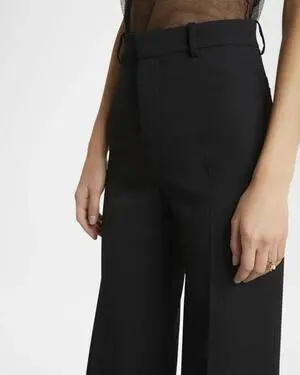 Chloé Wool Grain De Poudre Flare Trousers - Black