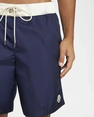 Moncler Nylon Contrast-band Swim Shorts - Navy