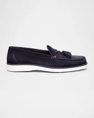 Santoni Tulsi Suede Tassel Loafers - Blue