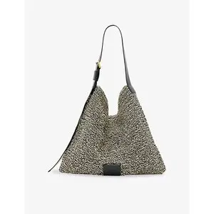 ALLSAINTS Asha Raffia Shoulder Bag - Black/natural