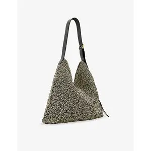 ALLSAINTS Asha Raffia Shoulder Bag - Black/natural
