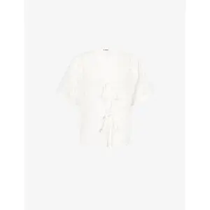 4TH & RECKLESS Woven Tie-front Top - White