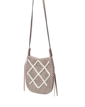 Callista Raffia And Leather Messenger Bag
