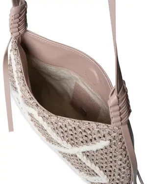 Callista Raffia And Leather Messenger Bag