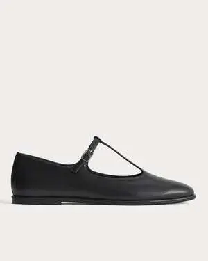 Everlane Leather T-strap Flat - Black