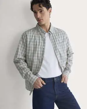 Everlane Washed Poplin Shirt - Skywriting/multi