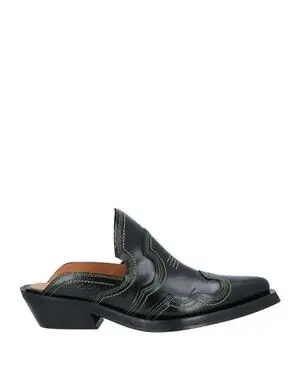 GANNI Leather Mules - Black