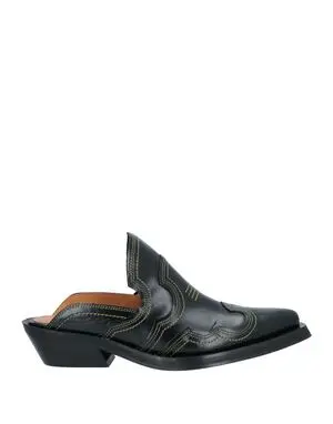 GANNI Leather Mules - Black