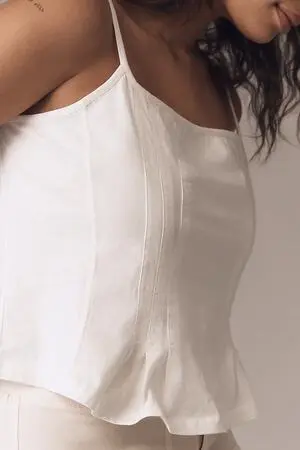 PILCRO Pintuck Square-neck Tank Top