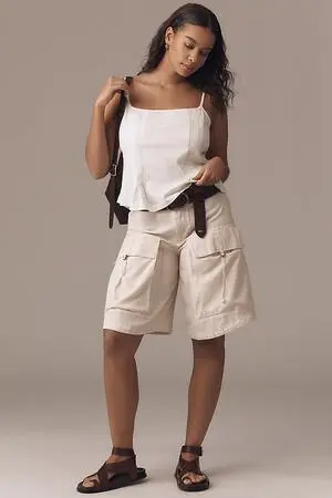 PILCRO Pintuck Square-neck Tank Top