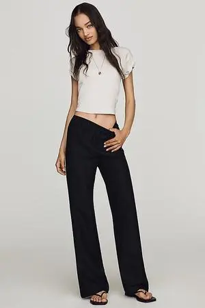 Sanctuary Linen Blend Track Pants - Black/summer Sand