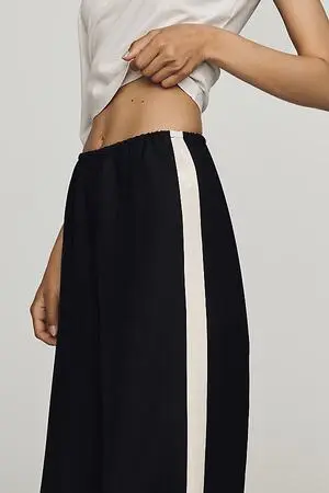 Sanctuary Linen Blend Track Pants - Black/summer Sand
