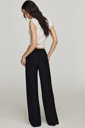 Sanctuary Linen Blend Track Pants - Black/summer Sand