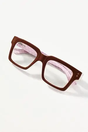 PEEPERS XOXO Square Blue Light Readers Brown/pink