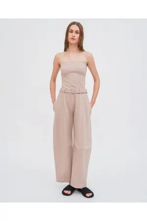 Rosetta Getty Belted Straight Taper Tab Pant