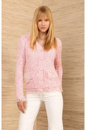 Hale Bob Dallas Boucle Cardigan - Pink