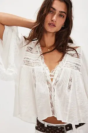 Free People Rosa Ruffle Top - Clean Ivory