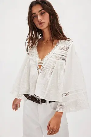 Free People Rosa Ruffle Top - Clean Ivory