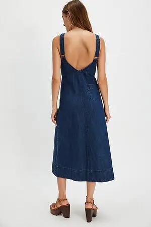 Free People Dex Denim Midi Dress In Clean Rinse - 41% Off | Editorialist