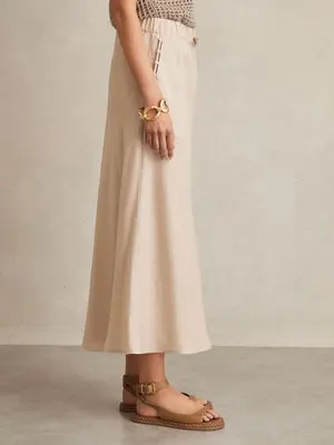 REISS Roxi Slip Midi Skirt - Neutral