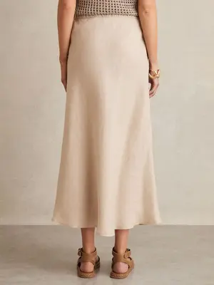 REISS Roxi Slip Midi Skirt - Neutral