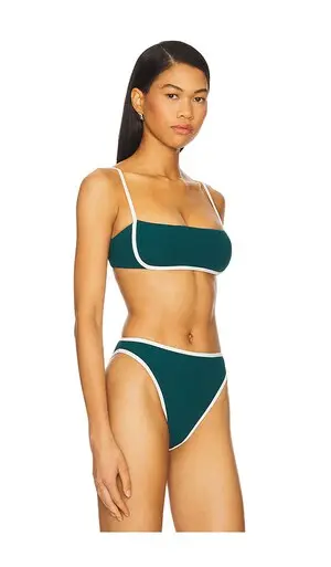 L*Space Hazel Bikini Top - Deep Teal & Cream